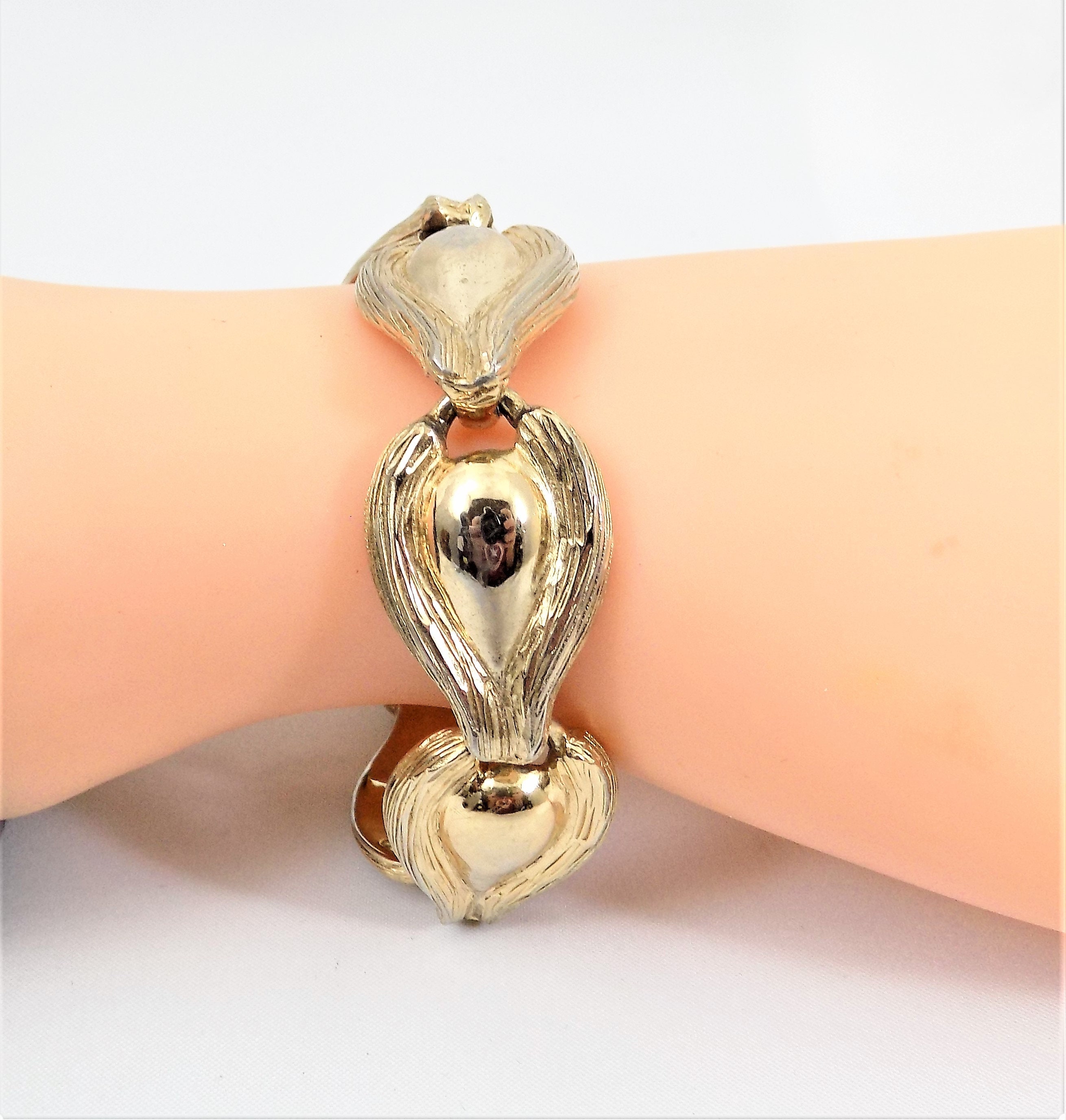 Bergere Link Bracelet Gold Tone Petals Vintage Jewelry - Etsy