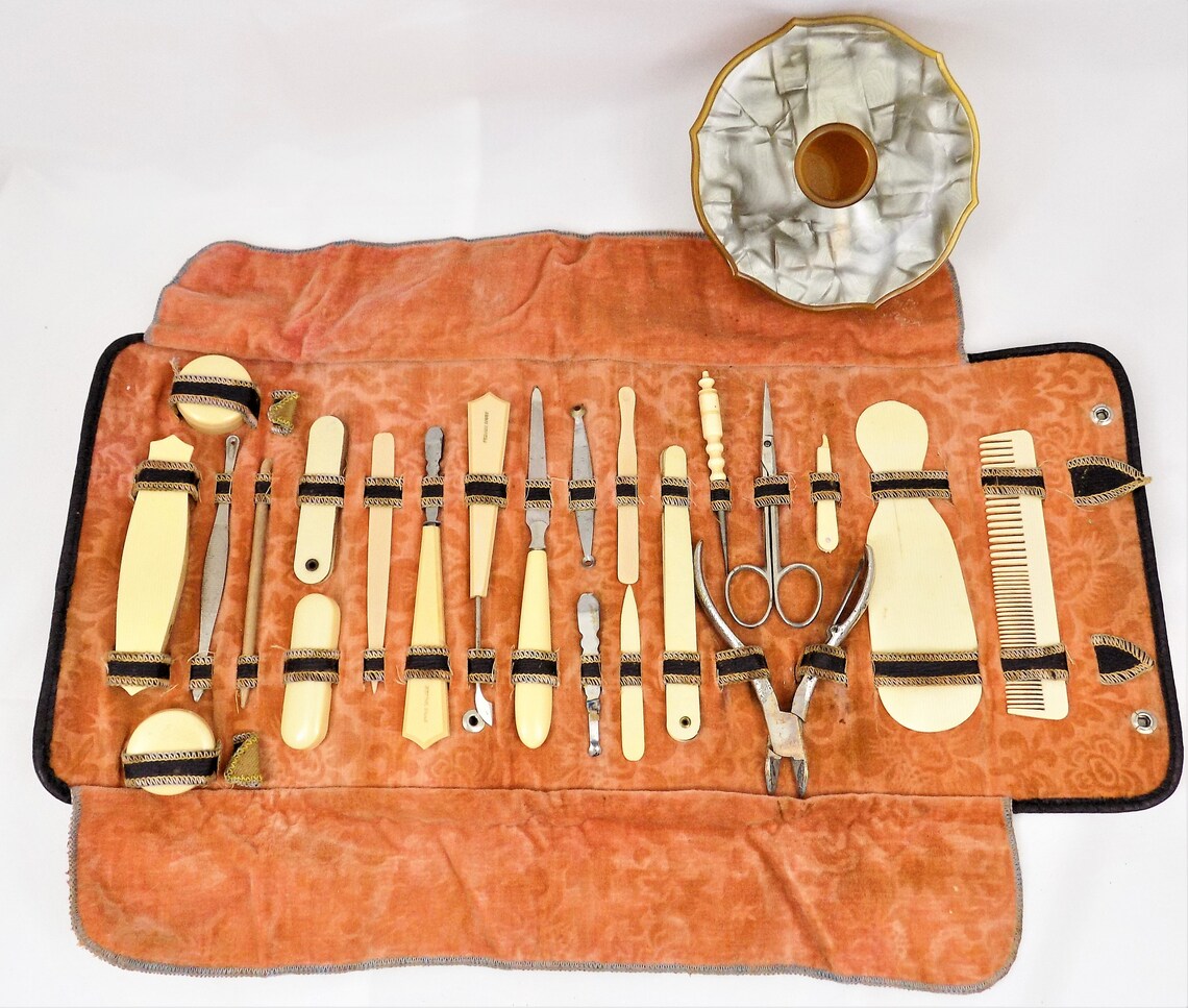 Antique French Ivory Manicure Set 22 Piece Travel Set With | Etsy