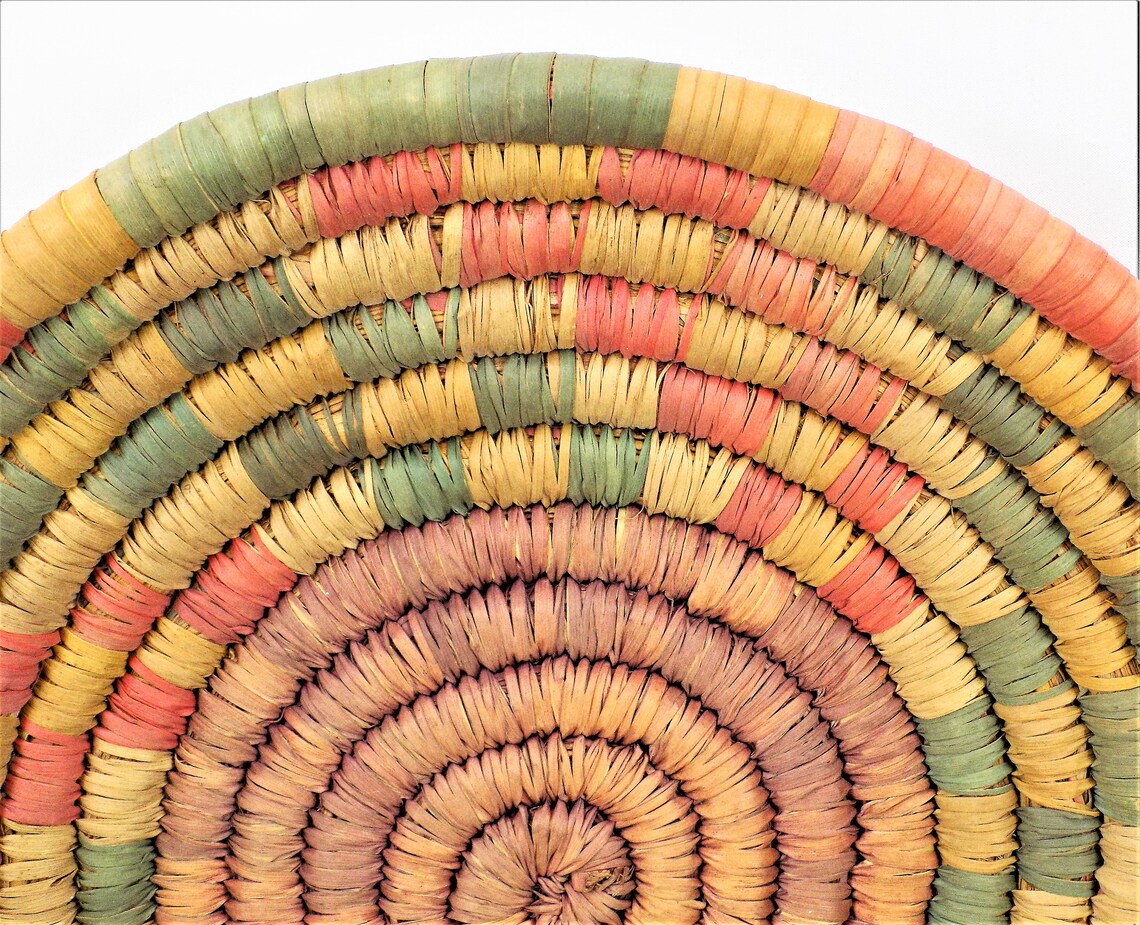 Panama Woven Basket Colorful Fiber Weave 1940s Travel | Etsy