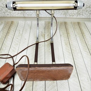 Fluorescent Desk Lamp, Brown Metal, Single Bulb, Push Button Switch ...