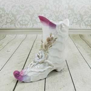 Porcelain Boot, Georgian Style, Pink and White, Gold Glitter, Gold ...