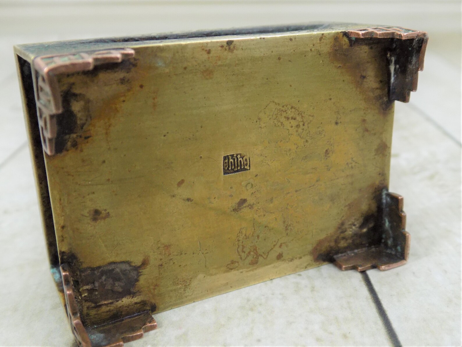 Brass Matchbox Holder. Brass and Copper Engraved Asian | Etsy