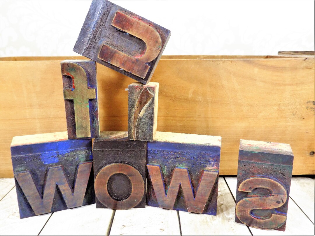 Printer Block Letters, Lot of 7, Letterpress Blocks, Vintage Typography ...