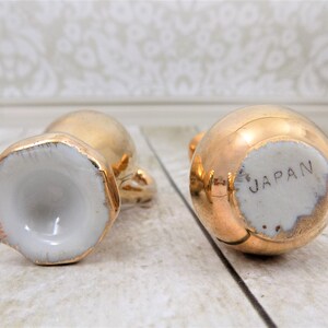 Gold Ceramic, Mini Pitchers, 2 Golden Ewers, Curio Cabinet, Small ...