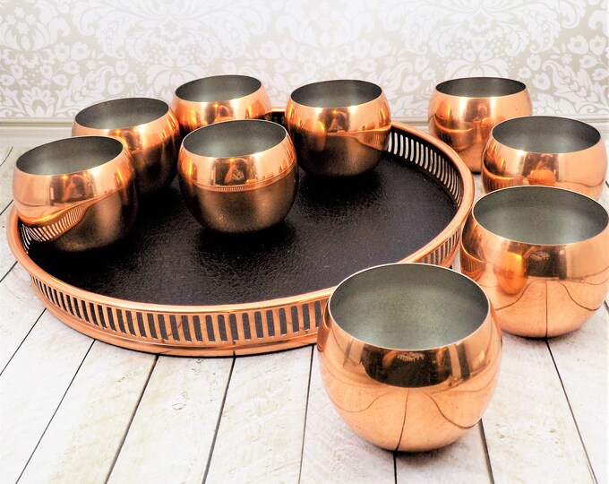 Coppercraft Guild Cup and Tray Set 9 Roly Poly Cups Black - Etsy