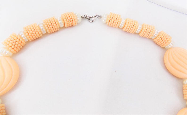 Chunky Peach Necklace Peach Discs Pearly Beads 1960s Mod | Etsy