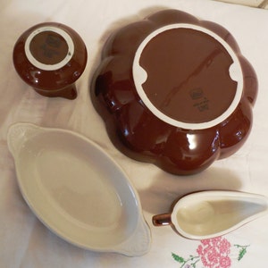 Hall Brown Restaurant Ware, 7 Piece Assorted Serving Pieces, 3 Teapots ...