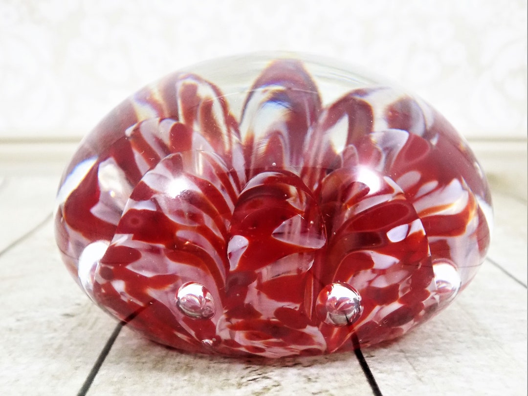 Gibson Glass Paperweight, Hand Blown Art Glass, Double Blown, Signed ...