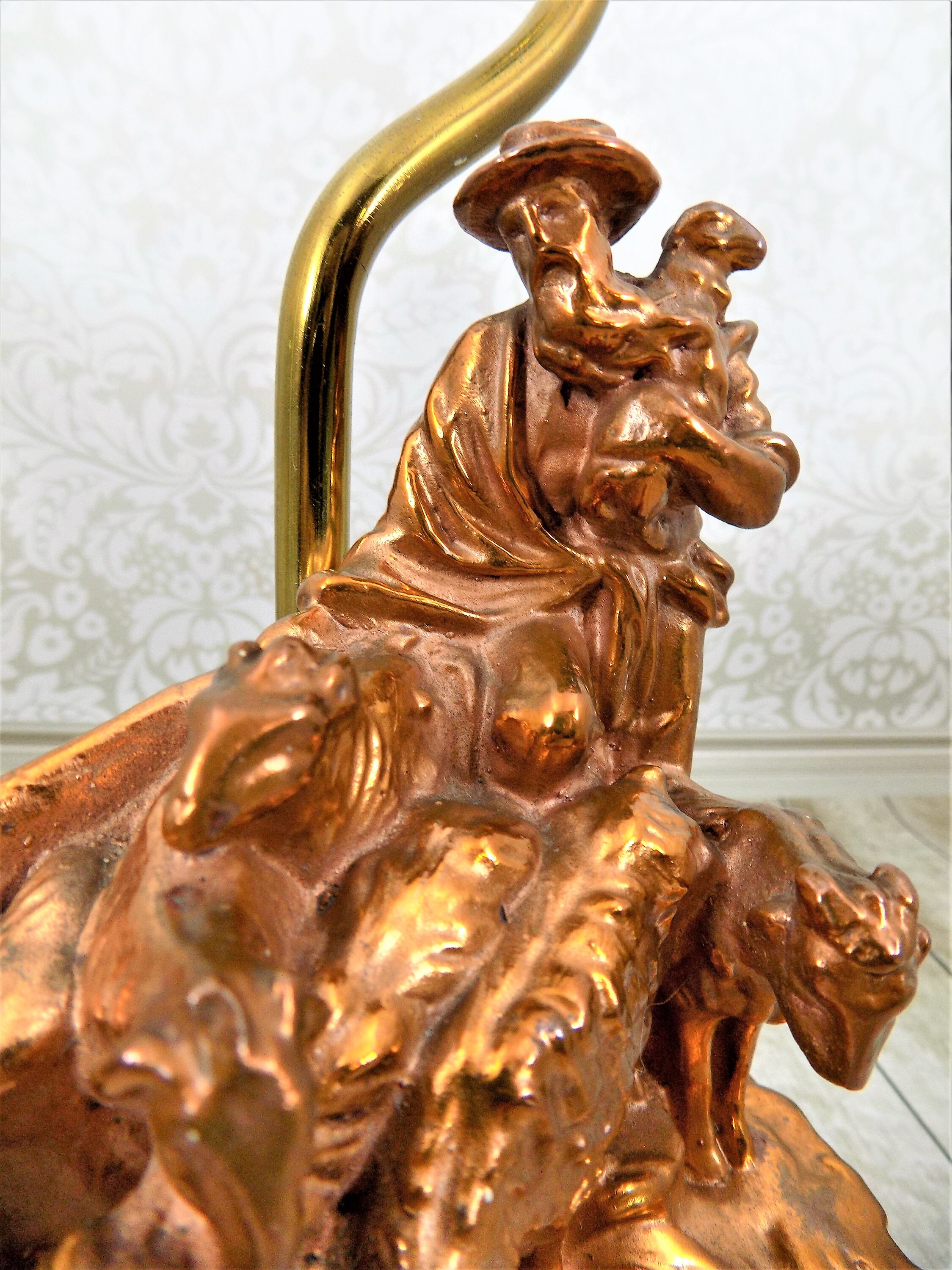 Copper Clad Lamp Shepherd and Sheep Table Lamp Caring - Etsy