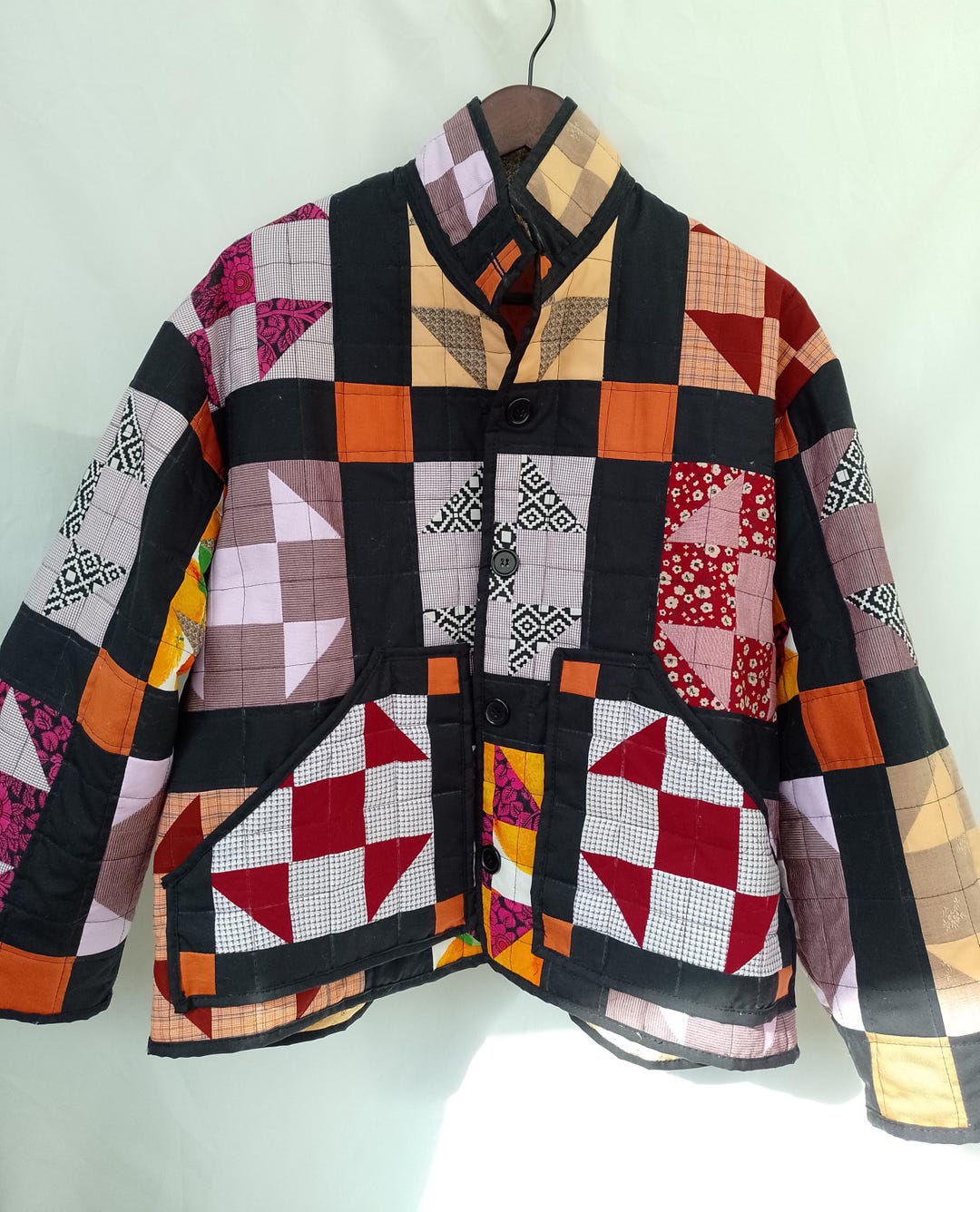 Upcycled Patchwork Quilted Jacket/coat, Cotton Fabric, Quilt Coat, Patchwork Coat, Handmade Coat ...