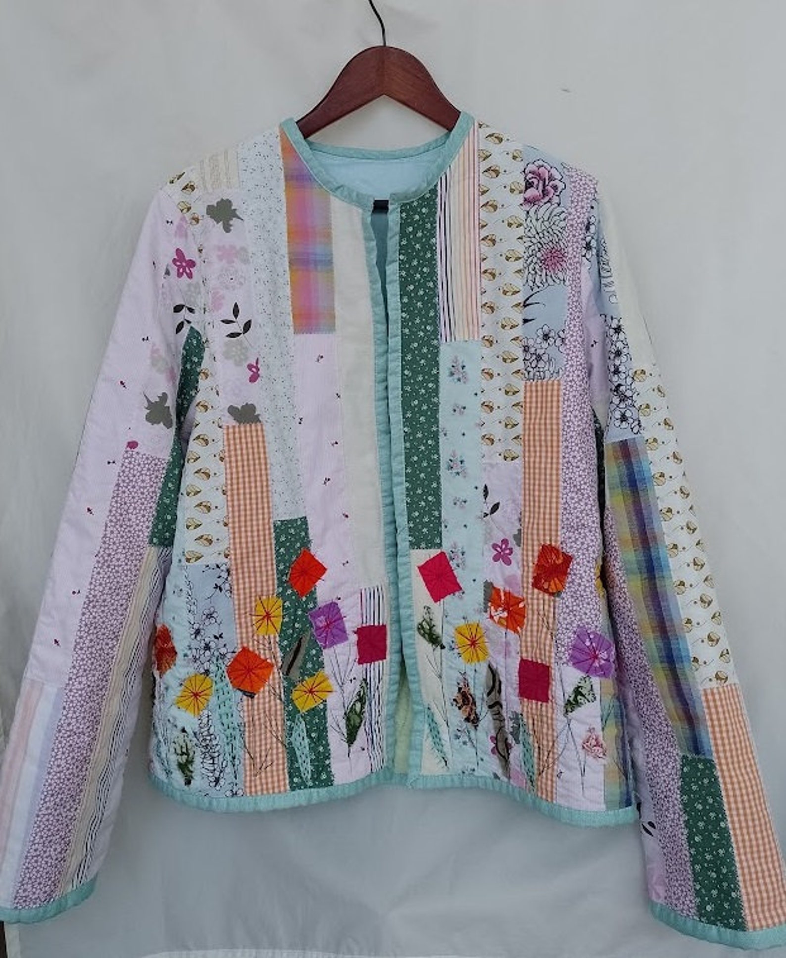 Patchwork Quilted Jacket Cotton Fabric, Quilt Coat, Patchwork Coat ...