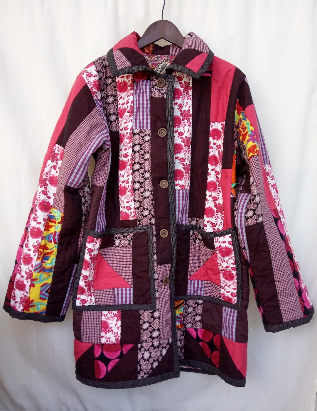 Patchwork Coat, Patchwork Quilted Jacket Cotton Fabric, Quilt Coat ...