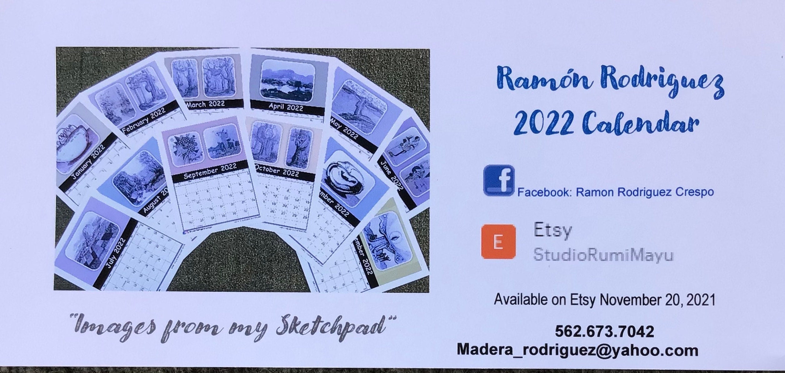 Ramon Rodriguez 2022 Calendar From My Sketchpad B & W Images - Etsy
