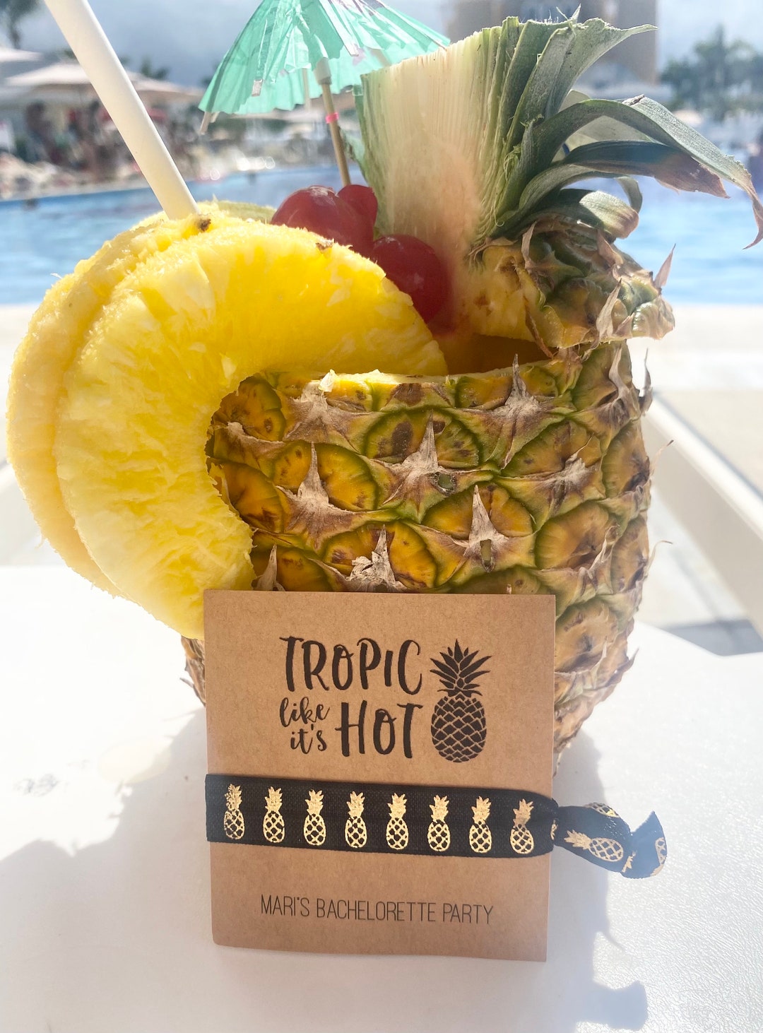 Tropic Like Its Hot CUSTOM BACHELORETTE Hair Tie Favors |tropical ...