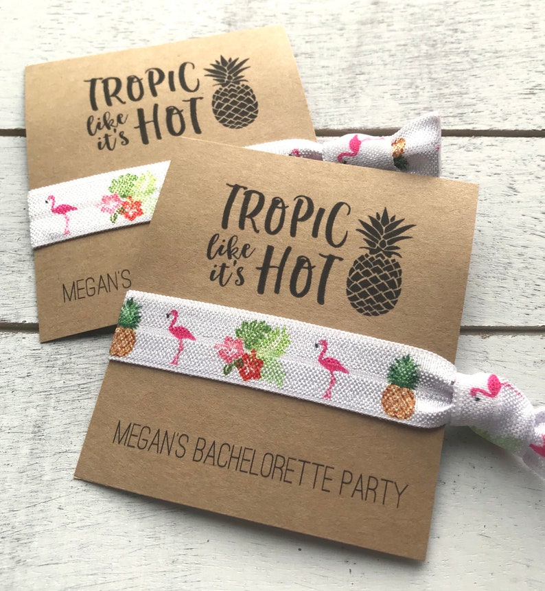 Tropic Like Its Hot CUSTOM BACHELORETTE Hair Tie Favors | Etsy