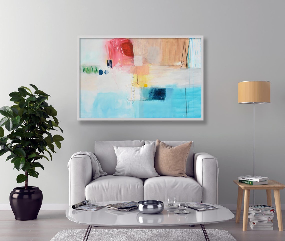 Horizontal Abstract Painting Seascape Wall Art Large Modern Art, Giclee ...