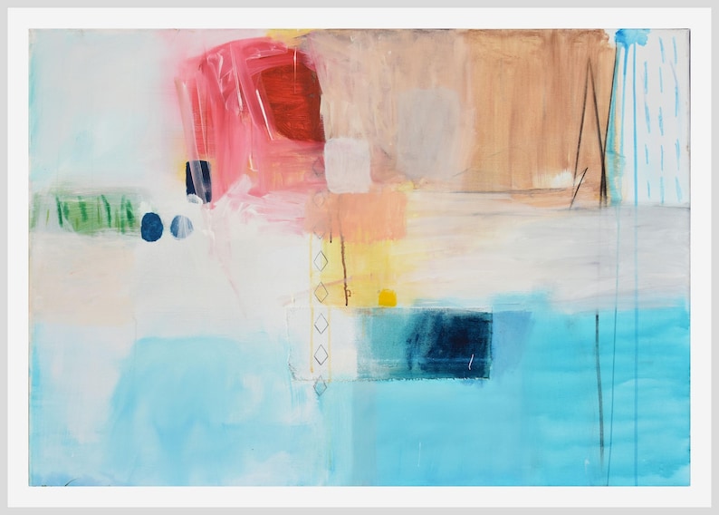 Horizontal Abstract Painting Seascape Wall Art Large Modern - Etsy