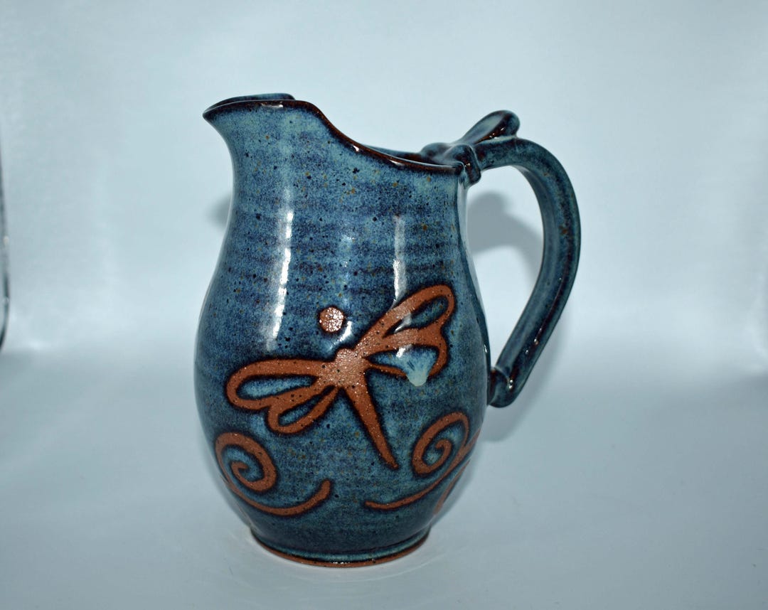 Dragonfly Pottery Pitcher Artisan Made - Etsy