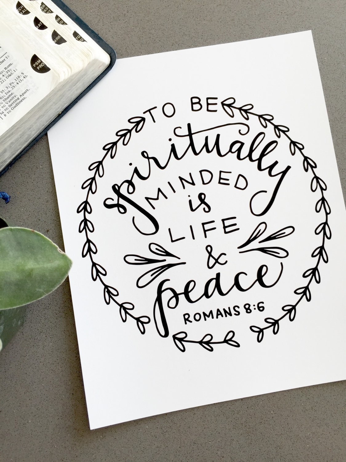 INSTANT DOWNLOAD- to Be Spiritually Minded is Life and Peace Print ...