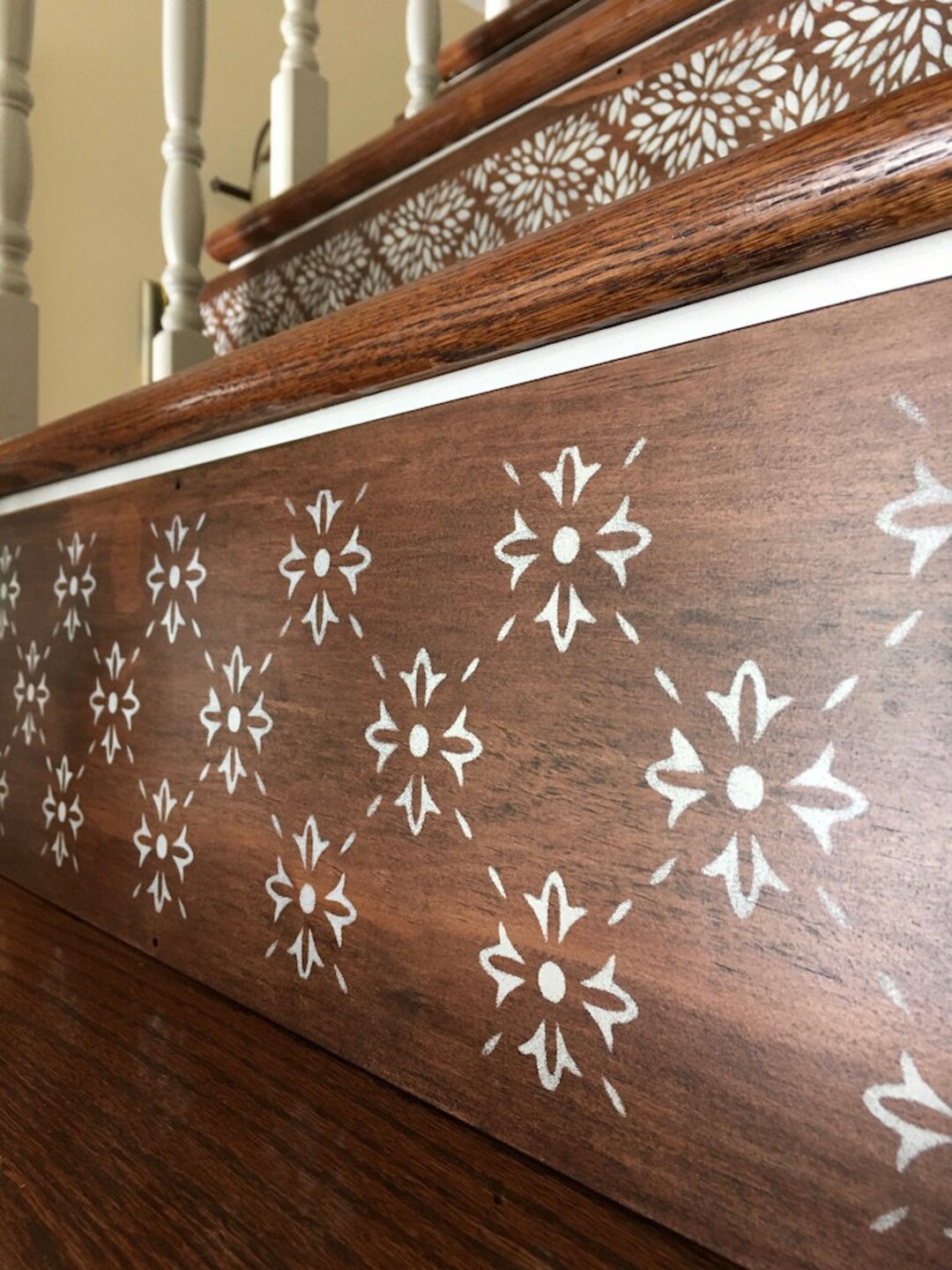Custom Hand-painted Wood Stair Riser: Birch Wood Alternative to Decals ...