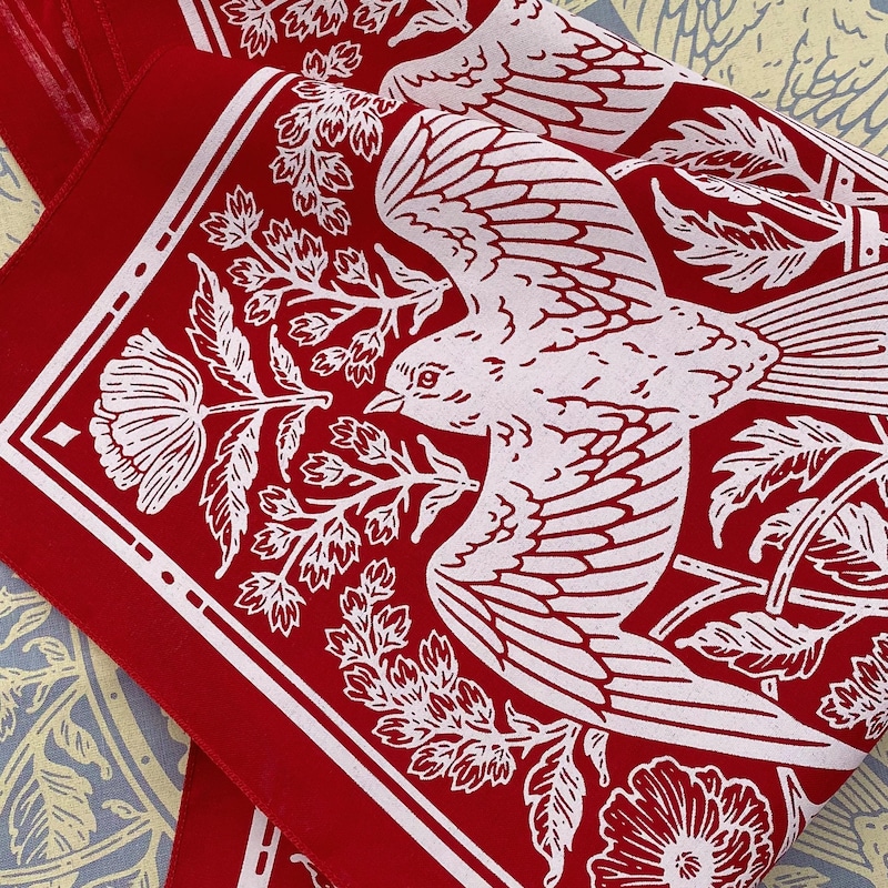 Silk Bandana Bird Print - Etsy