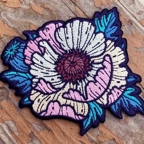 Peony Embroidered Iron on Patch Embroidered Flower Patch - Etsy
