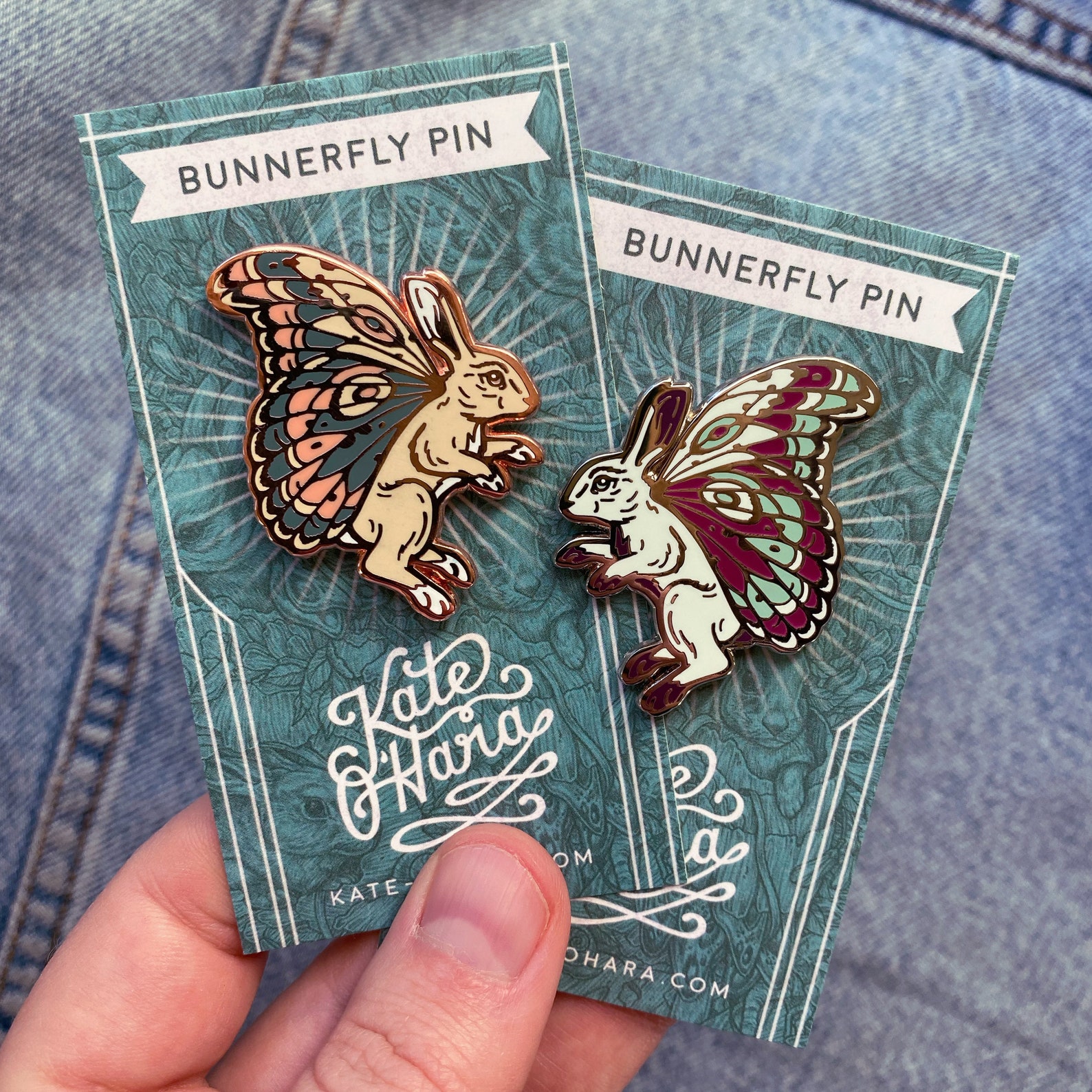 Bunnerfly Lapel Pin Set - Rabbit Pins - Hard Enamel Lapel Pins - Copper ...