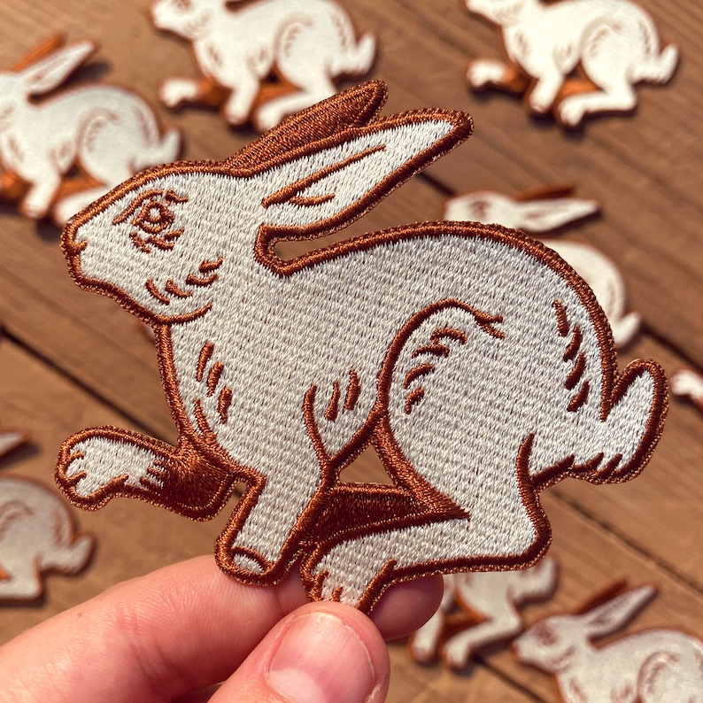 Rabbit Embroidered Iron on Patch Anti Rabbit's Foot | Etsy