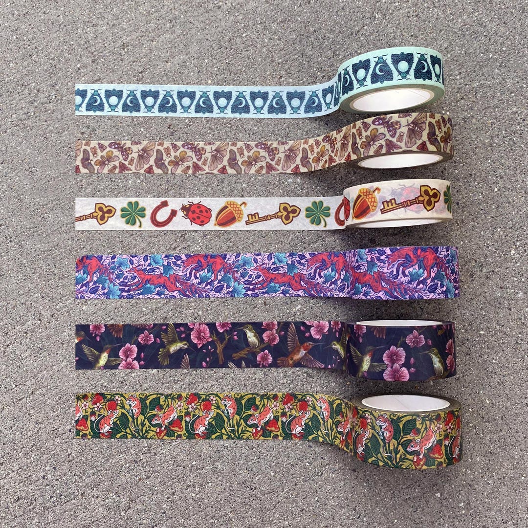 Washi Tape - Set of 6 - Nature Paper Tape - Cute, Art Nouveau, Animals ...