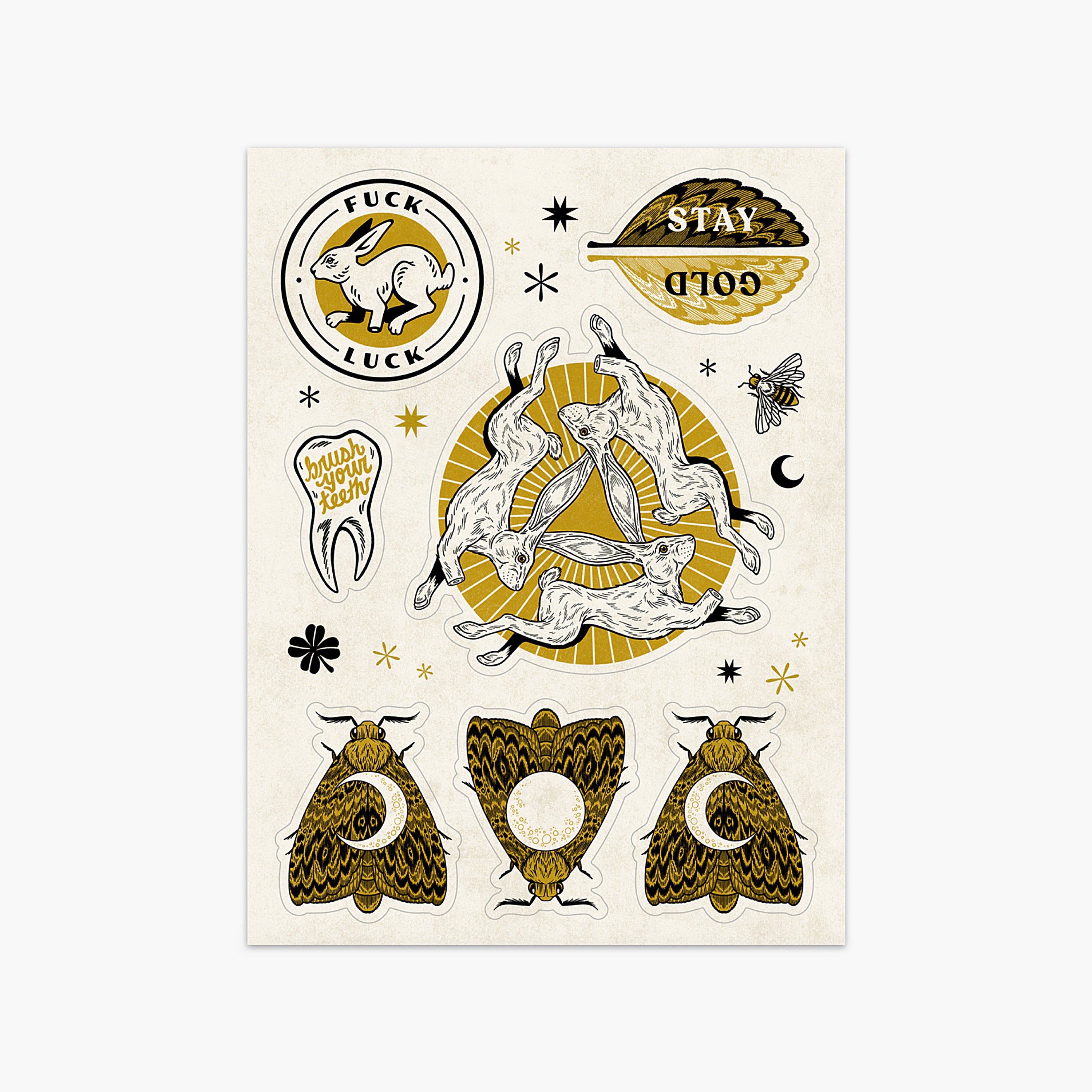 Sticker Sheet - Stay Gold - Vinyl Water Proof 5x7 Sticker Pack - Large ...