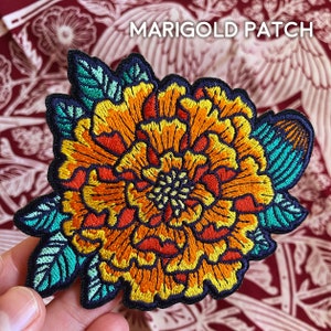 Flower Embroidered Iron on Patches - Peony, Poppy, Marigold, Lotus, Wild Rose, Daisy - 3x3 ...