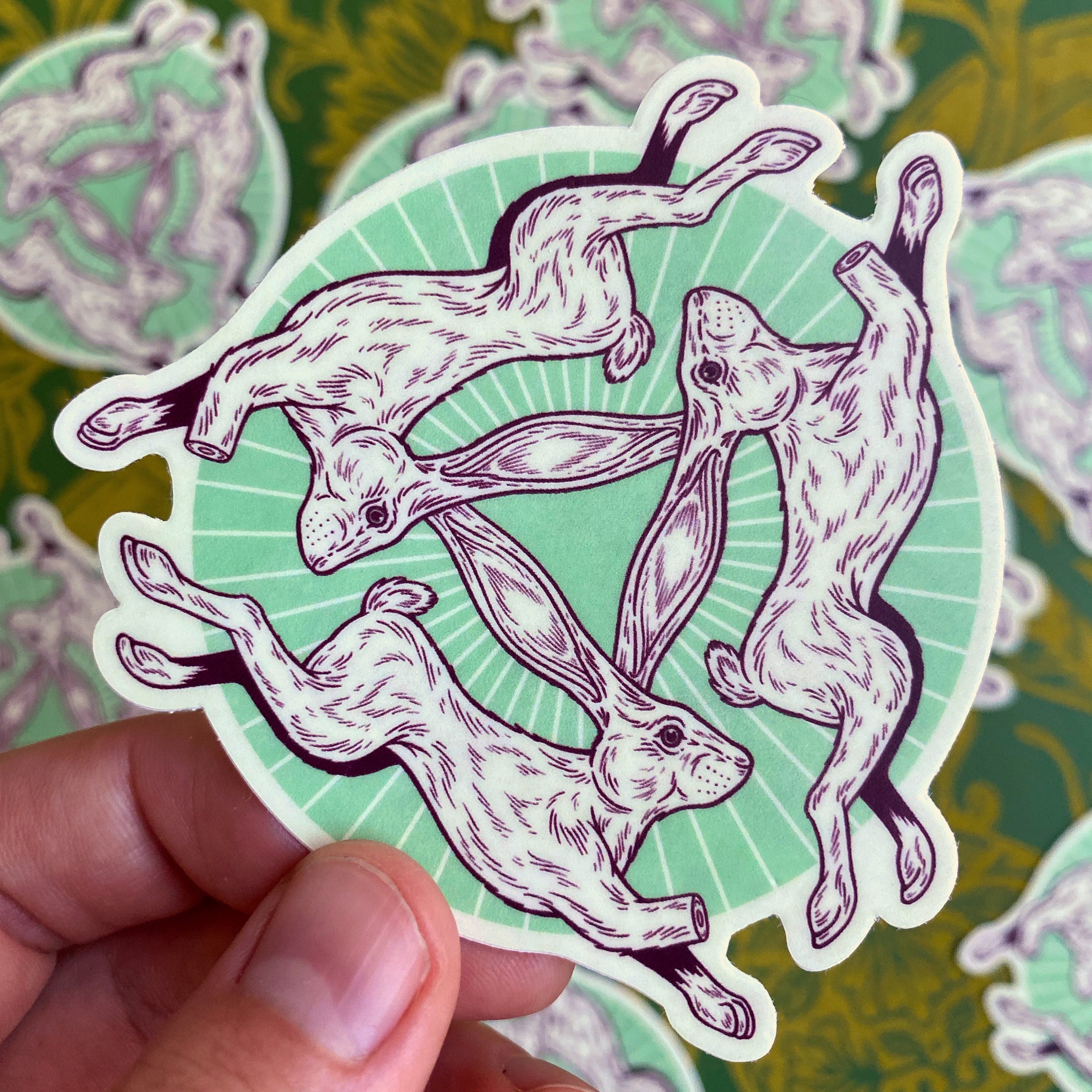 Rabbit Sticker - Three Hares Sticker - Vinyl Sticker 3x3 - Etsy