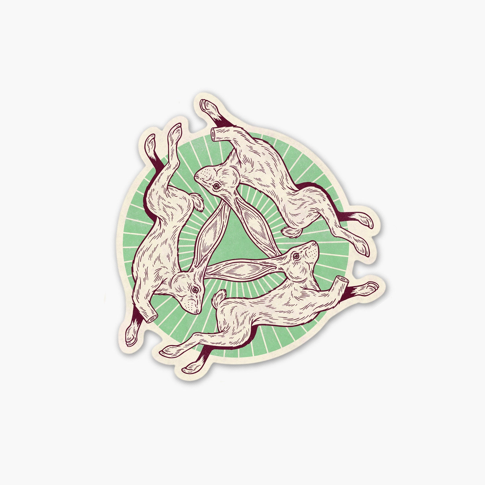 Rabbit Sticker - Three Hares Sticker - Vinyl Sticker 3x3 - Etsy