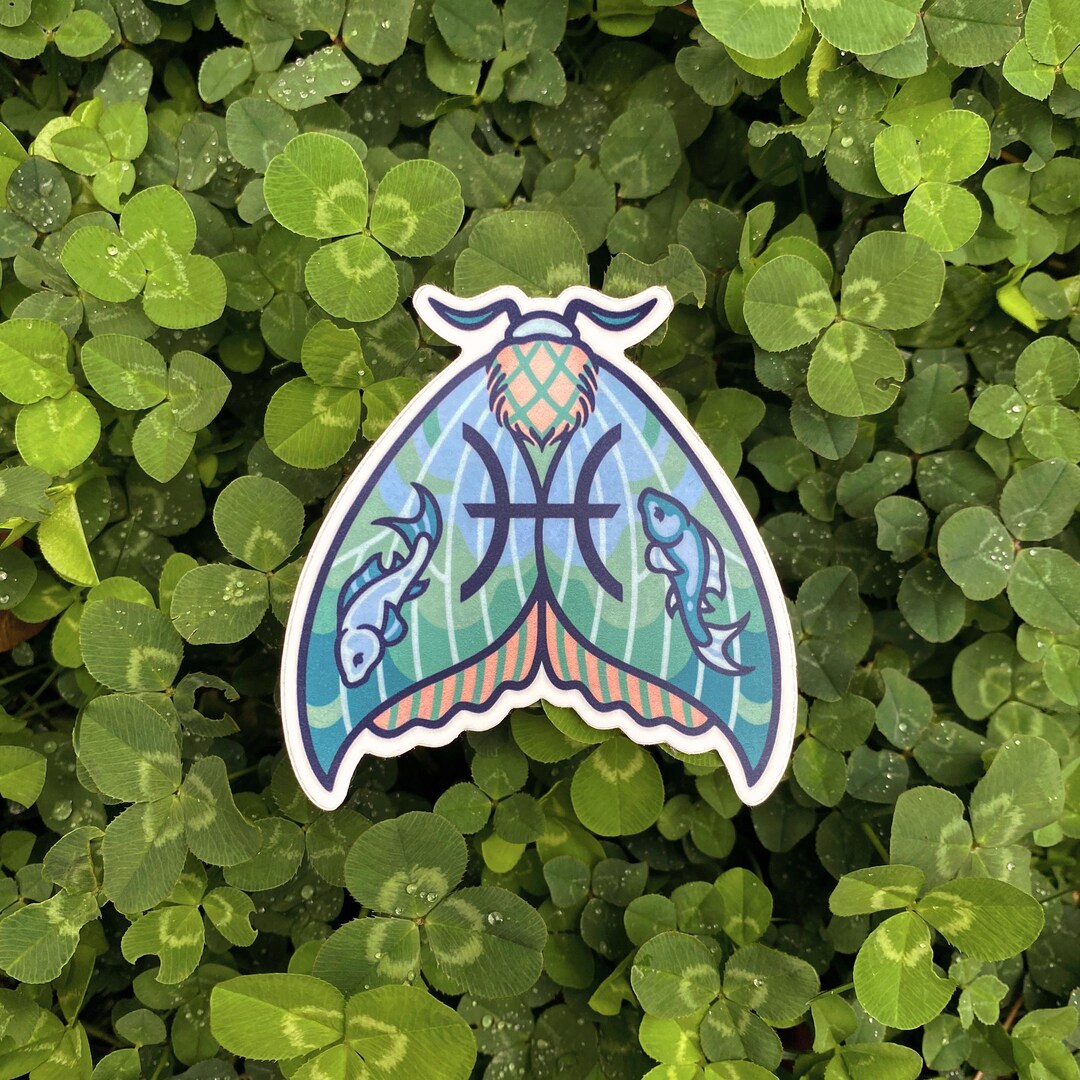 Pisces Zodiac Moth Sticker - Astrology Butterfly - Nature Star Sign ...