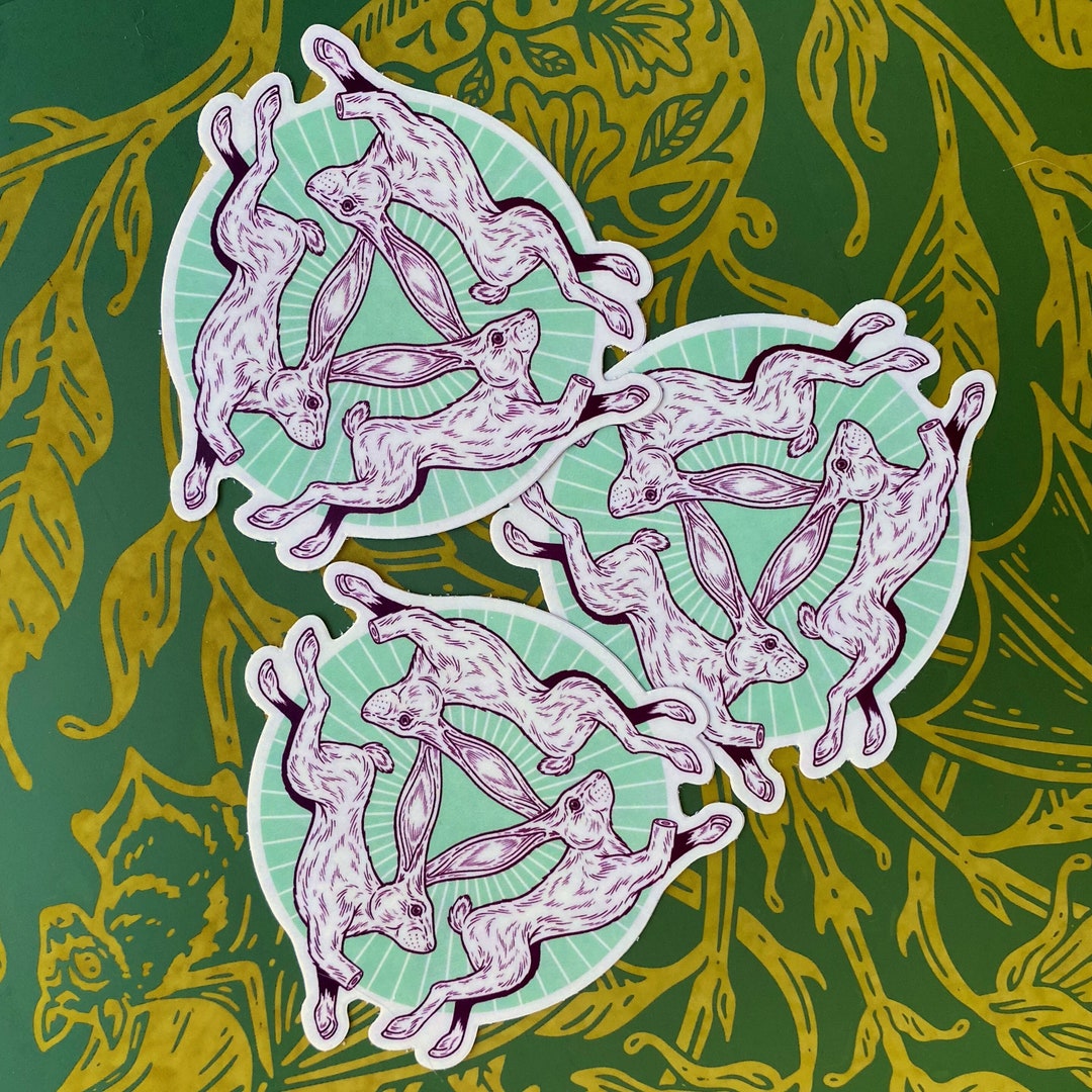 Rabbit Sticker - Three Hares Sticker - Vinyl Sticker 3x3 - Etsy