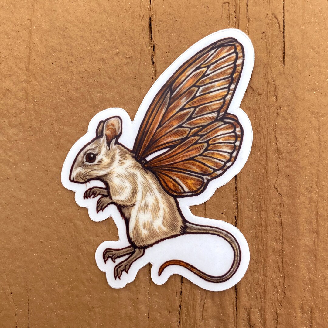 Winged Mouse Sticker - Cicada Mouse - Transparent Vinyl Sticker - Fairy ...