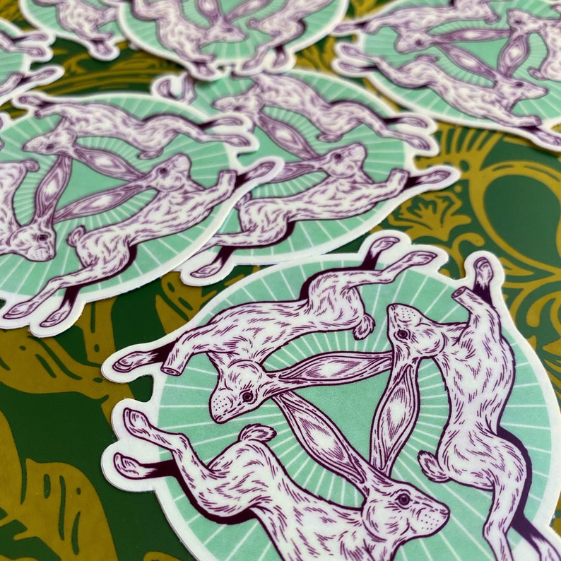 Rabbit Sticker Three Hares Sticker Vinyl Sticker 3x3 - Etsy
