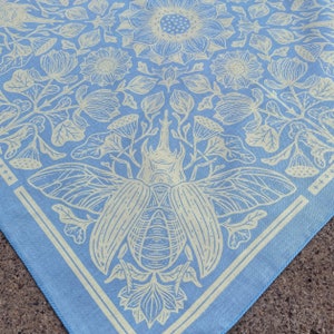 Lotus & Beetle Bandana - Periwinkle - Screen Printed Bandana Pattern ...