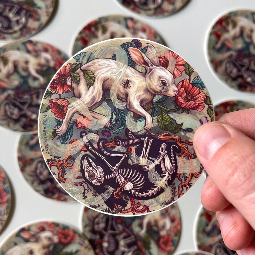 Rabbit Sticker - Dust Bunny - Vinyl 3x3 Sticker - Animal Sticker - Etsy
