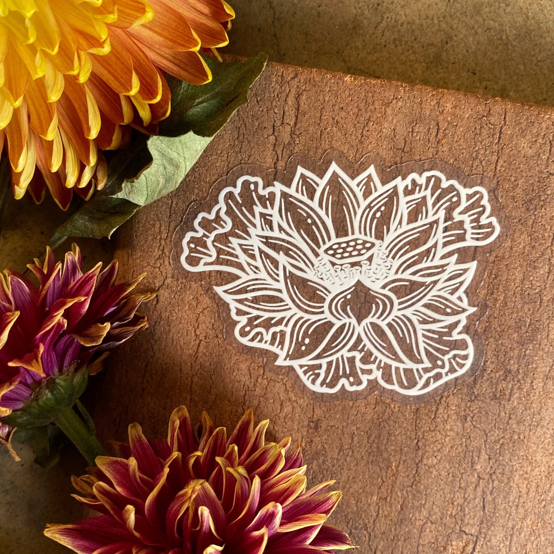 Lotus Flower Sticker - Transparent Vinyl Sticker 3x2 - Clear Sticker - Etsy