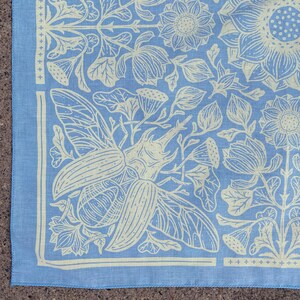 Lotus & Beetle Bandana - Periwinkle - Screen Printed Bandana Pattern ...