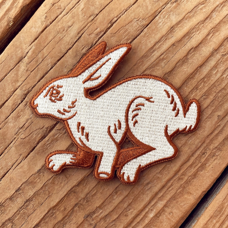 Rabbit Embroidered Iron on Patch Anti Rabbit's Foot | Etsy
