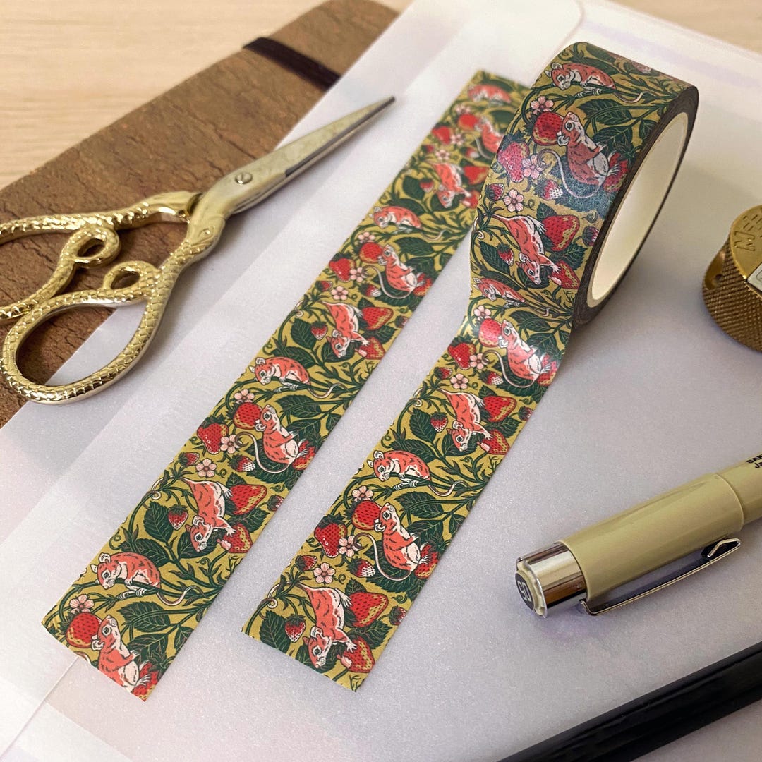 Washi Tape - Strawberry Mice - Illustrated Animal Paper Tape ...