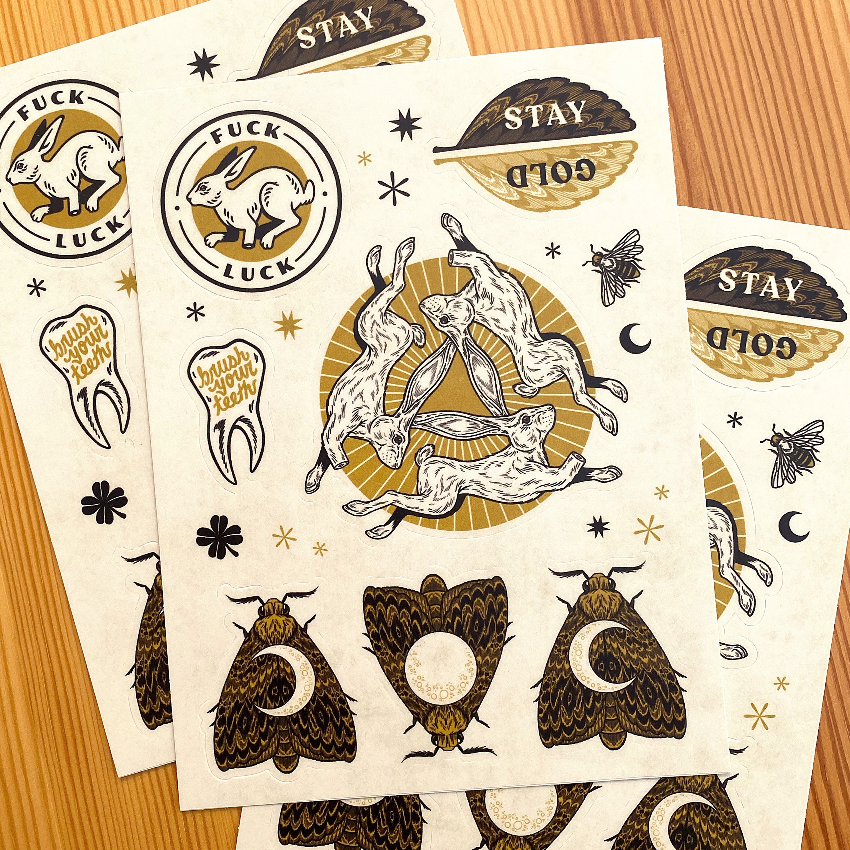 Sticker Sheet - Stay Gold - Vinyl Water Proof 5x7 Sticker Pack - Large ...