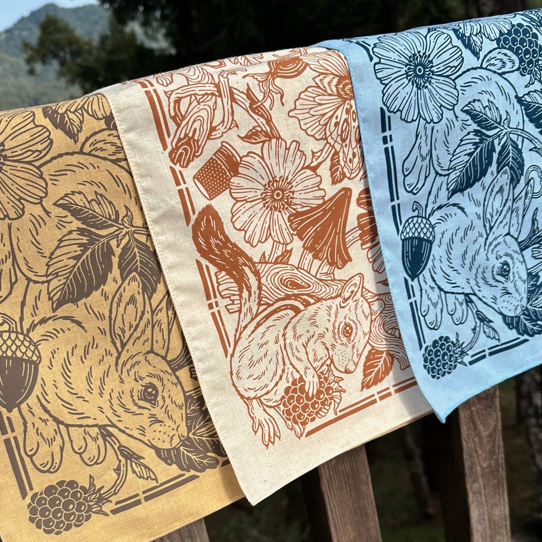 Thicket Bandana - Screen Print 100% Cotton - Floral Hair Scarf - Boho ...