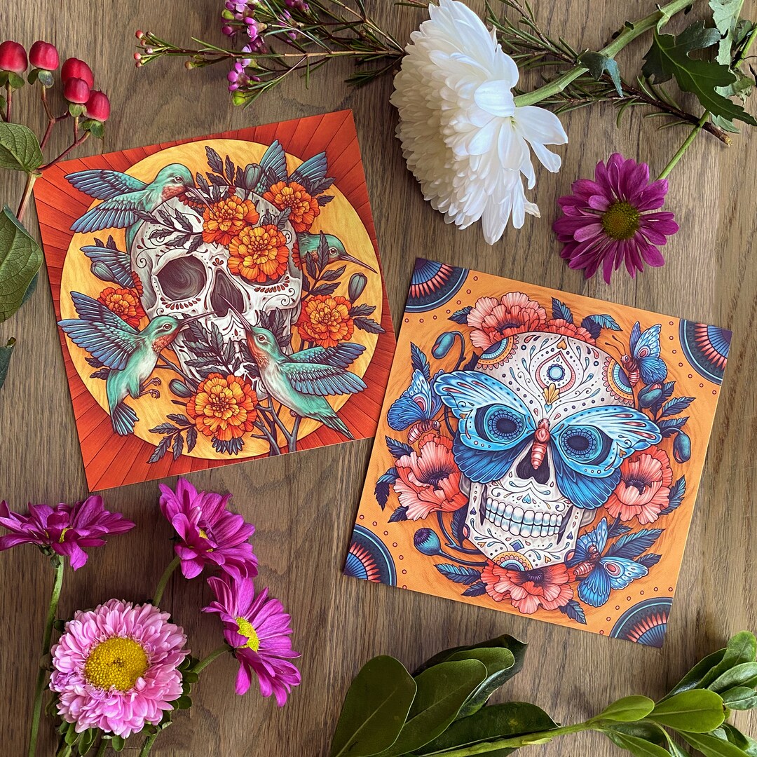 Day of the Dead Print Set - Día De Muertos Illustrations - 6x6 Mini Art ...