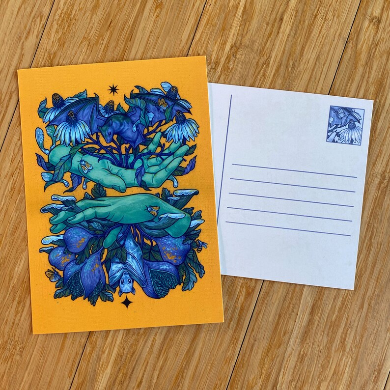 Bat Print Pack 5 Illustrated Small Art Prints 5x7 - Etsy