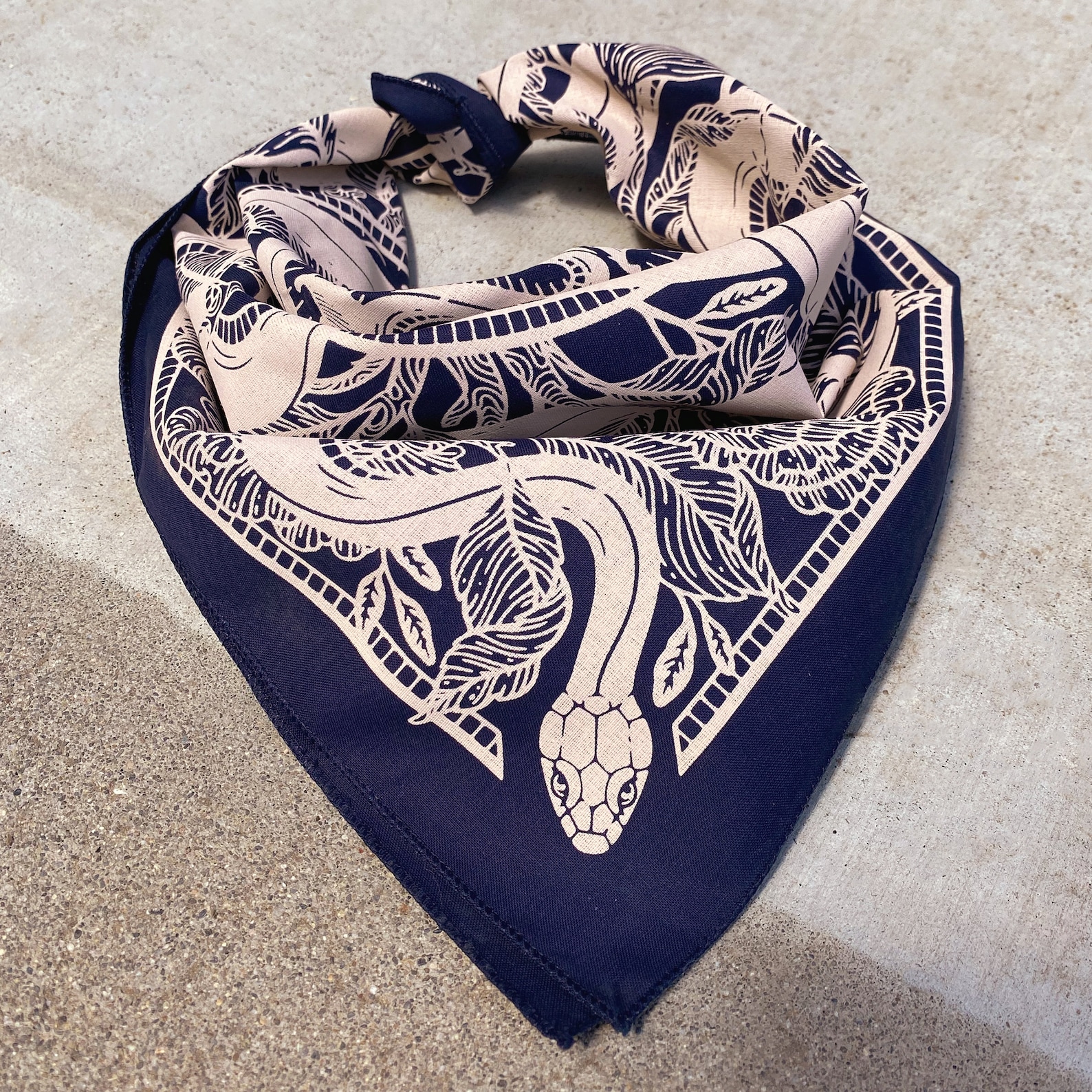 Floral Snake Bandana Screen Printed 100% Cotton Nature Hair Scarf Tarot ...