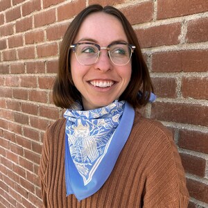 Lotus & Beetle Bandana Periwinkle Screen Printed Bandana | Etsy