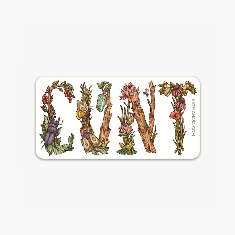 Cunt Sticker Floral Sticker Vinyl 3x4 Sticker | Etsy
